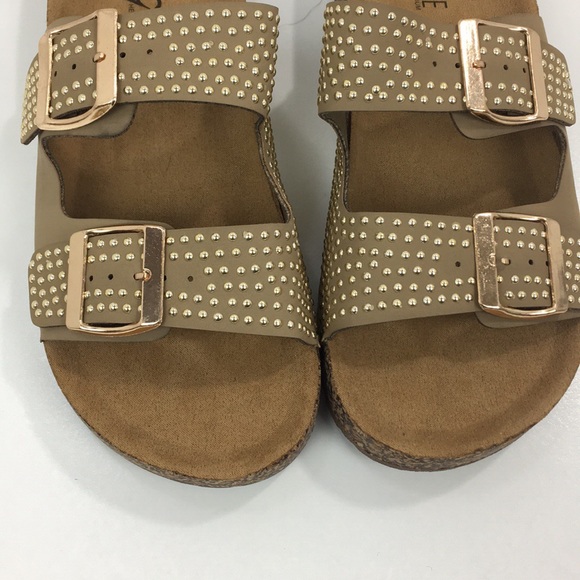 Shoes | Open Toe Double Strap Nubuck Tan Footbed Sandals | Poshmark